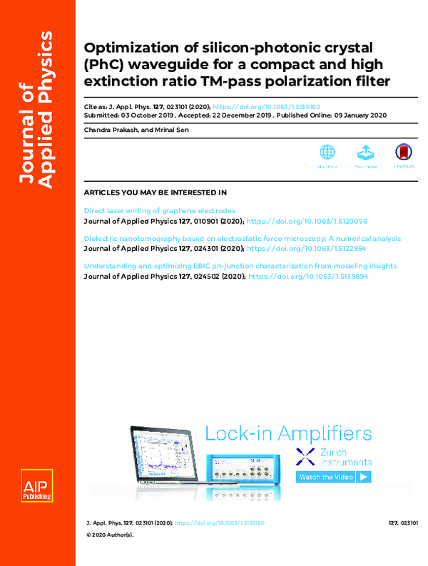 (PDF) Optimization of silicon-photonic crystal (PhC) waveguide for a compact and high extinction ...