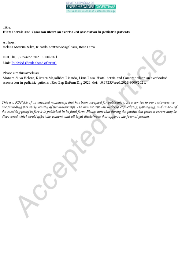 (PDF) Hiatal hernia and Cameron ulcer: an overlooked association in ...