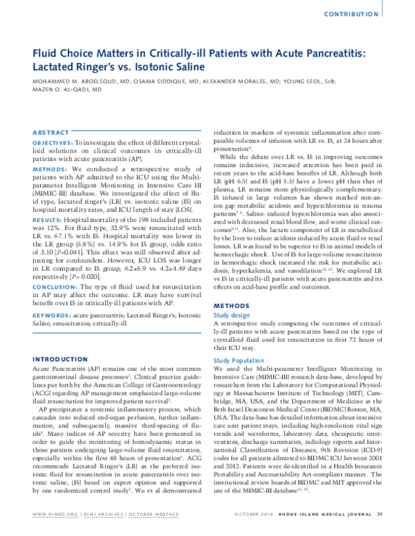 (PDF) Fluid Choice Matters in Critically-ill Patients with Acute ...