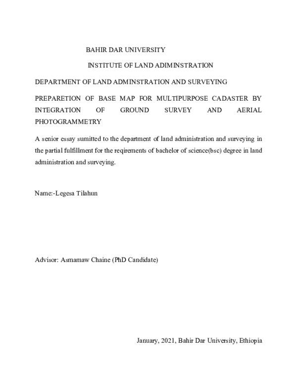 (DOC) PREPARETION OF BASE MAP FOR MULTIPURPOSE CADASTER BY USING GROUND ...