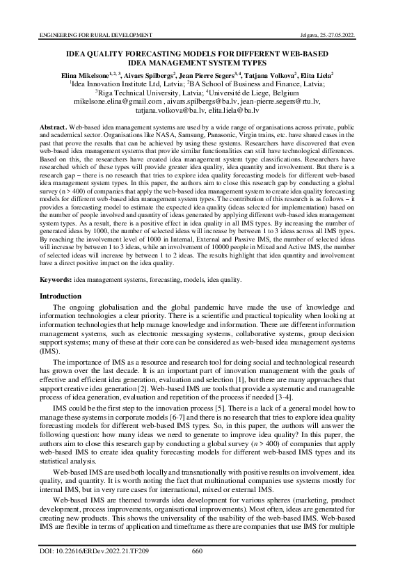 (PDF) Forecasting Idea Quality in Web-based Management Systems