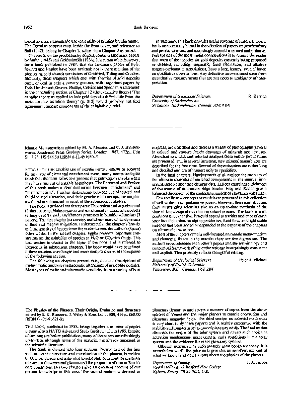 (PDF) Mantle Metasomatism