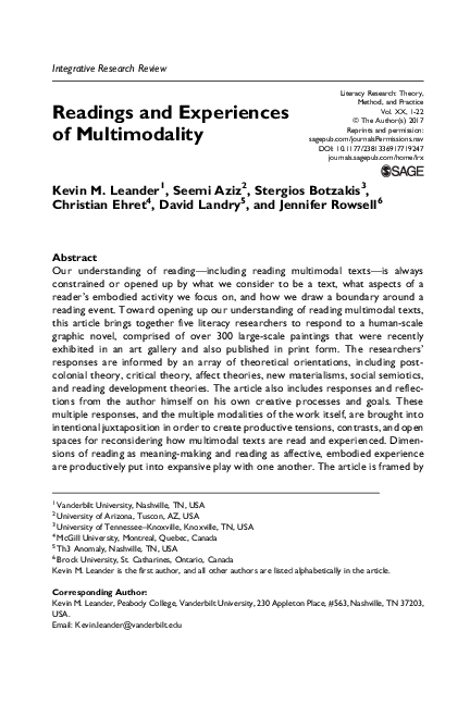 (PDF) Readings and Experiences of Multimodality