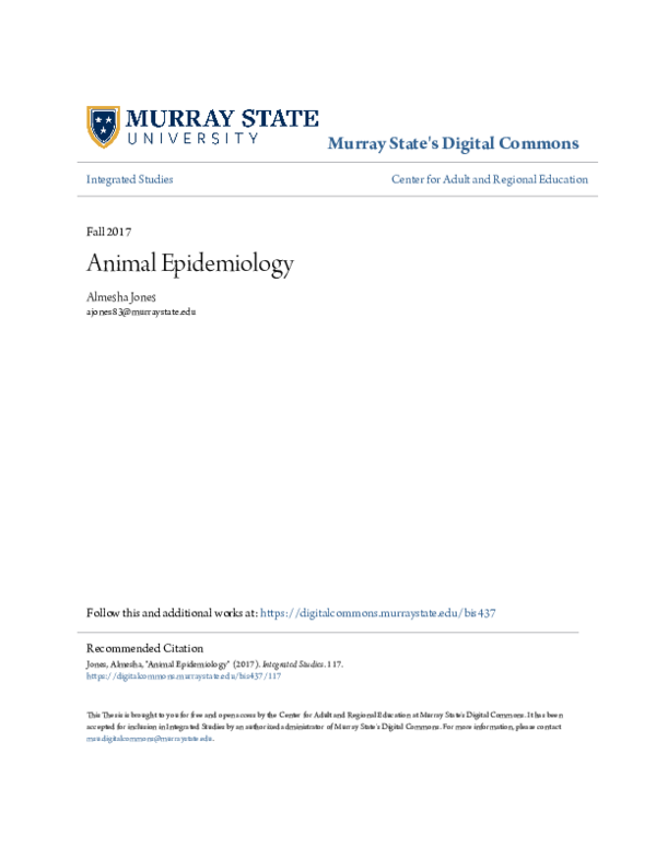 (PDF) Animal Epidemiology