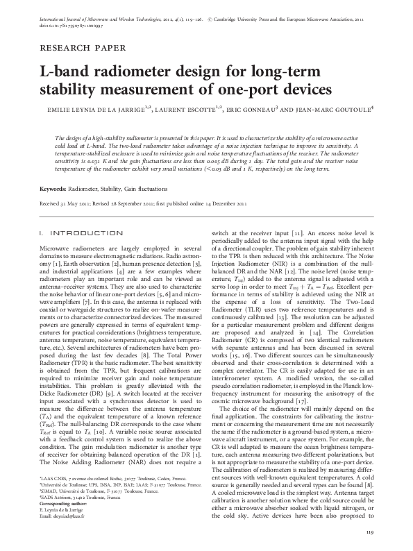 (PDF) L-band radiometer design for long-term stability measurement of ...