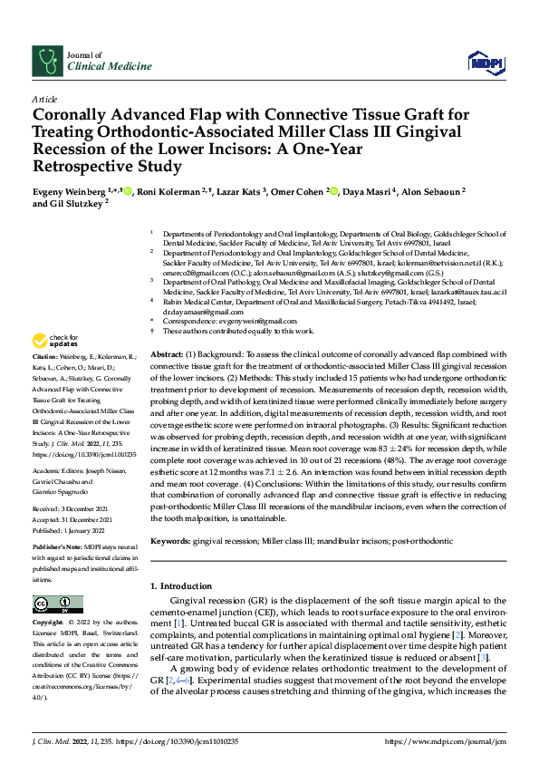 (PDF) Coronally Advanced Flap with Connective Tissue Graft for Treating ...