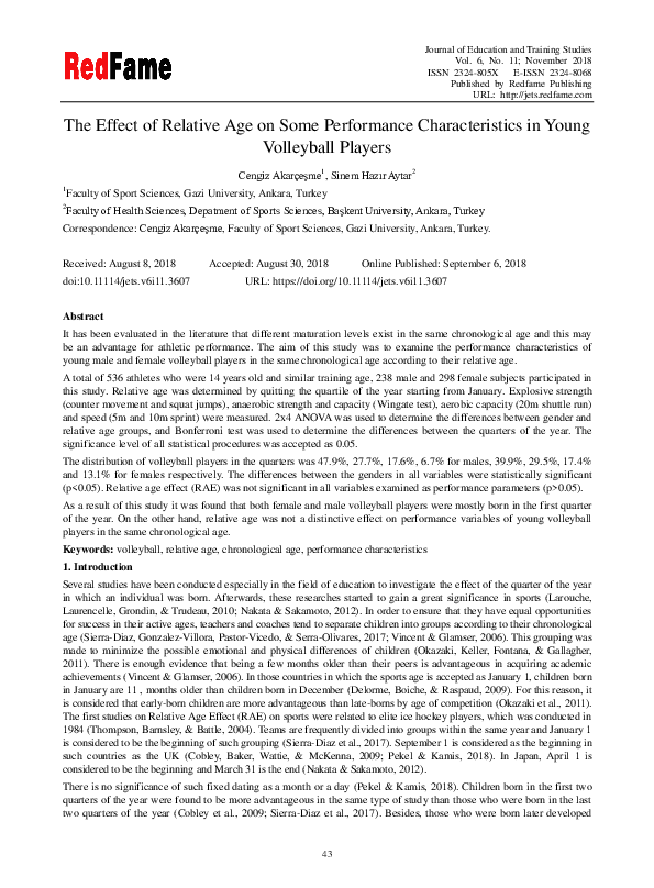 (PDF) The Effect of Relative Age on Some Performance Characteristics in ...