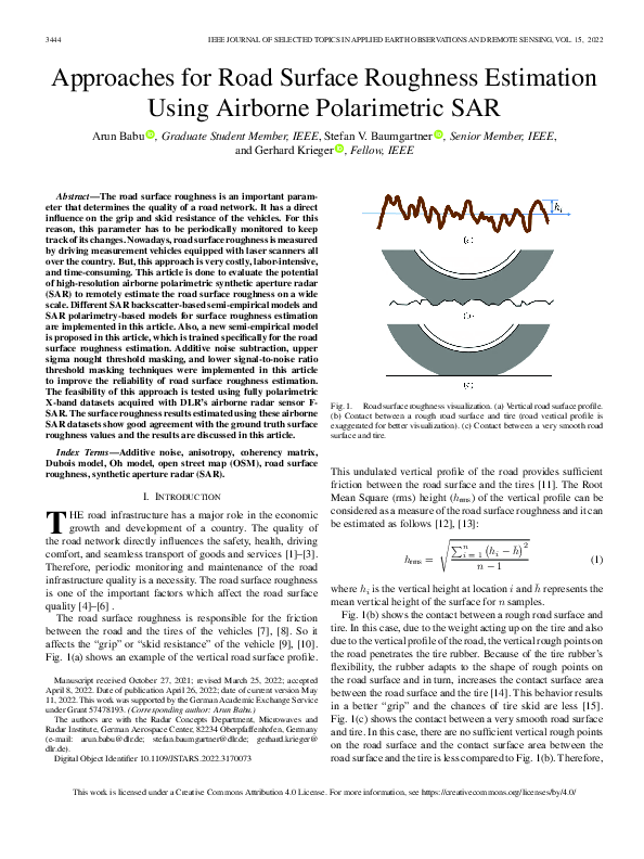 (PDF) Approaches for Road Surface Roughness Estimation Using Airborne Polarimetric SAR