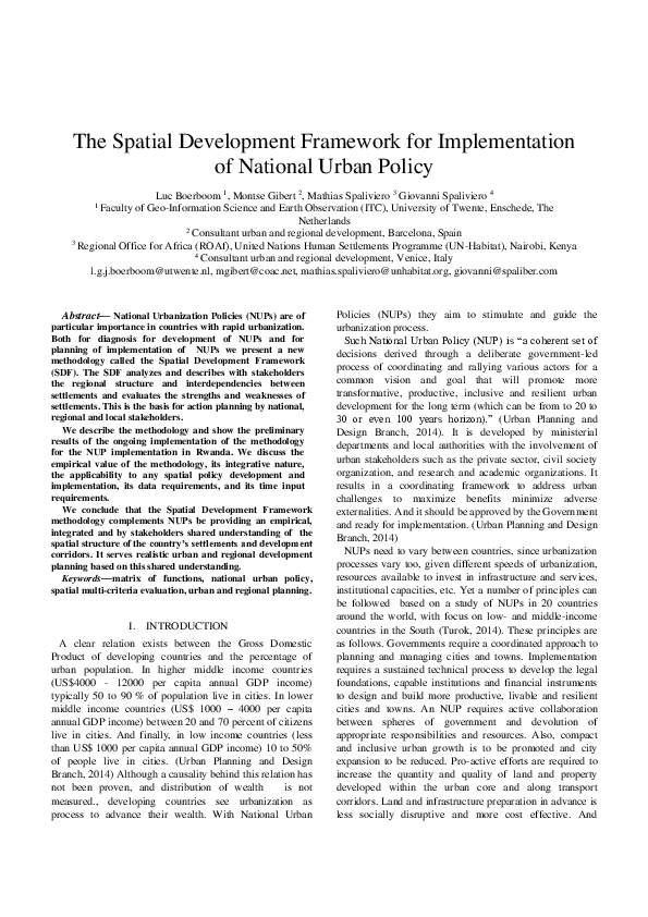 (PDF) The Spatial Development Framework for implementation of National ...
