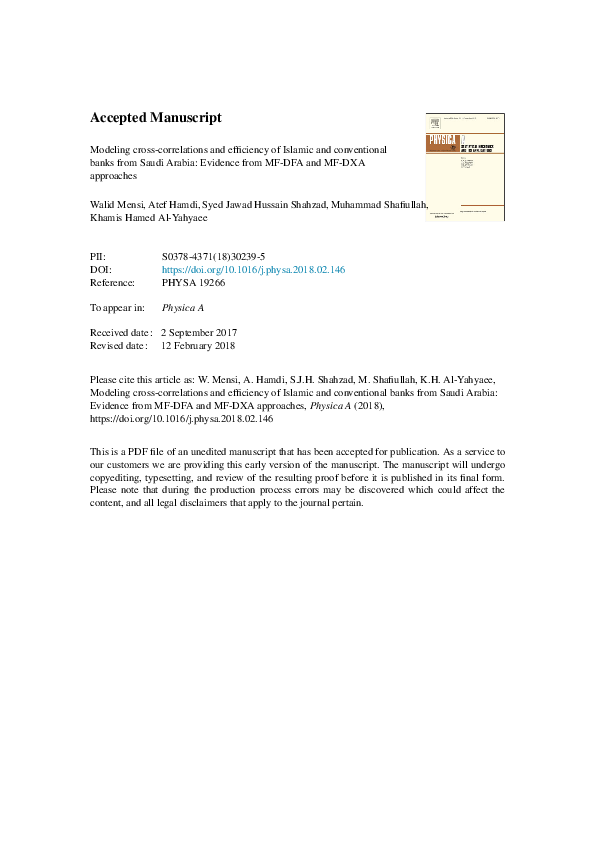 (PDF) Modeling cross-correlations and efficiency of Islamic and ...