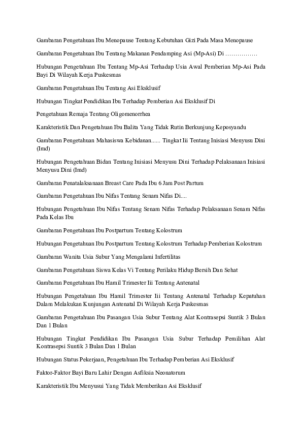 (DOC) Judul KTI kebidanan