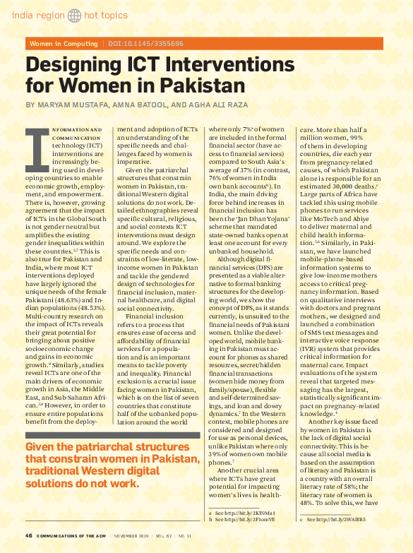 (PDF) Designing ICT interventions for women in Pakistan