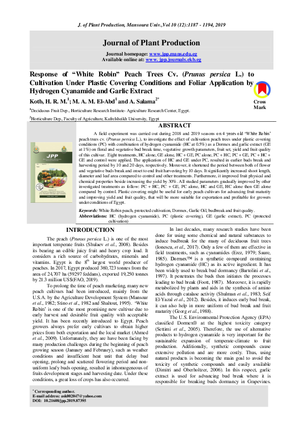 (PDF) Journal of Plant Production