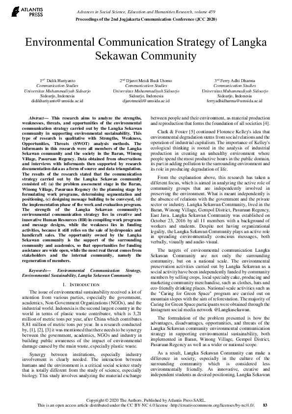 (PDF) Environmental Communication Strategy of Langka Sekawan Community