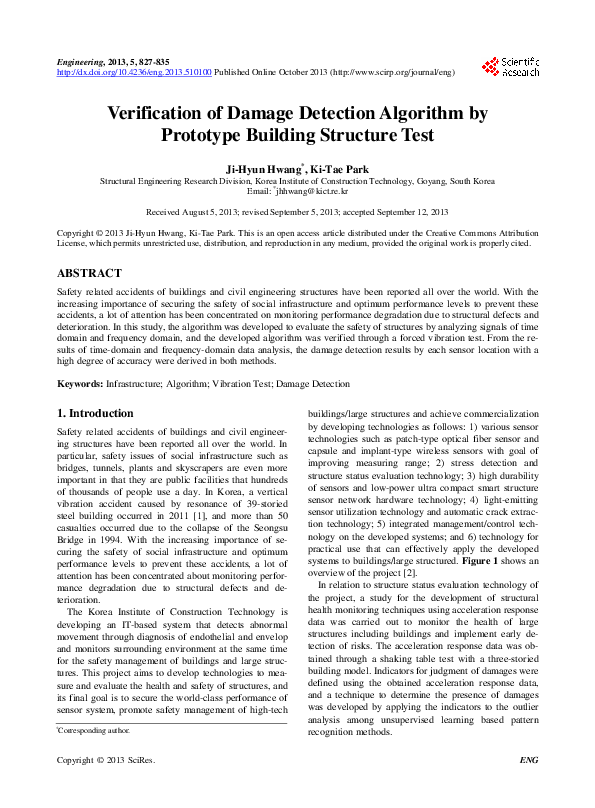 (PDF) Verification of Damage Detection Algorithm by Prototype Building ...
