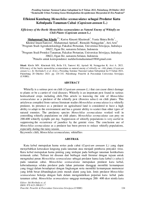 (PDF) Efisiensi Kumbang Menochilus sexmaculatus sebagai Predator Kutu ...