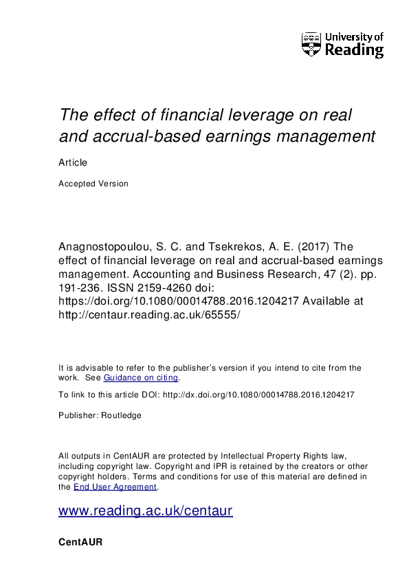 (PDF) The effect of financial leverage on real and accrual-based ...
