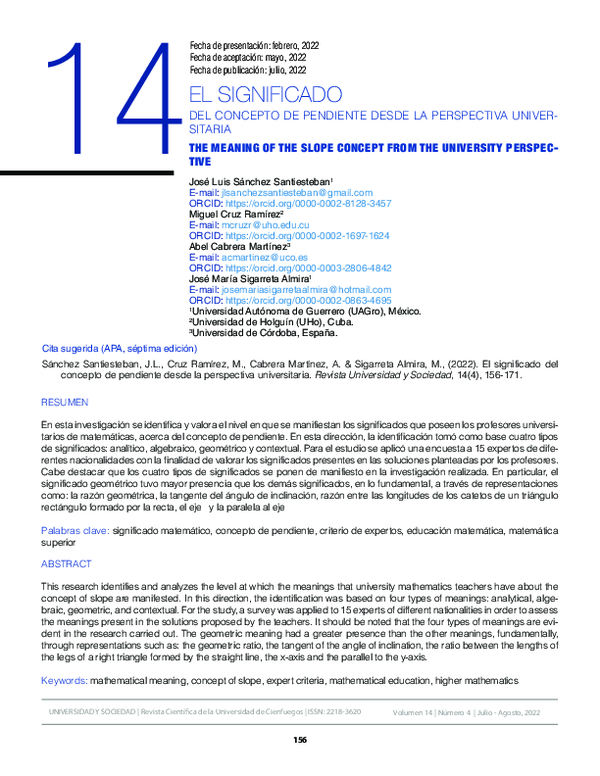 (PDF) El significado del concepto de pendiente desde la perspectiva universitaria