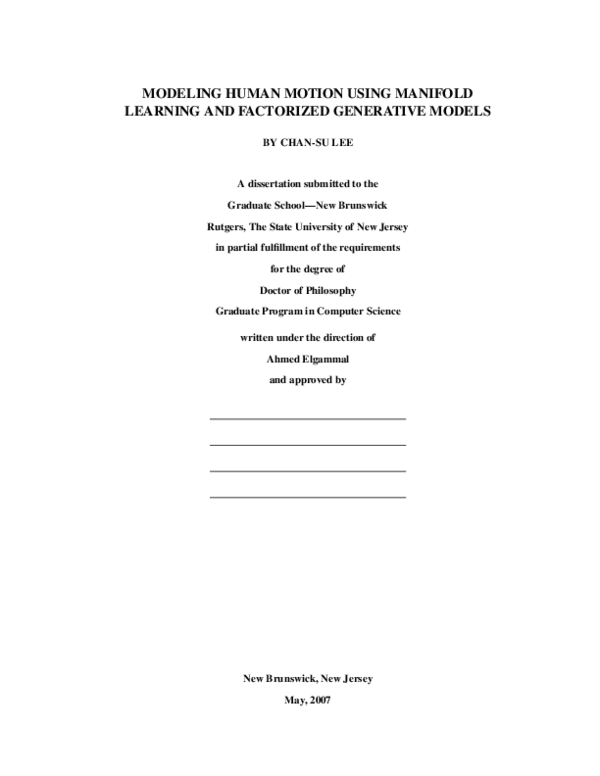 (PDF) Modeling human motion using manifold learning and factorized generative models