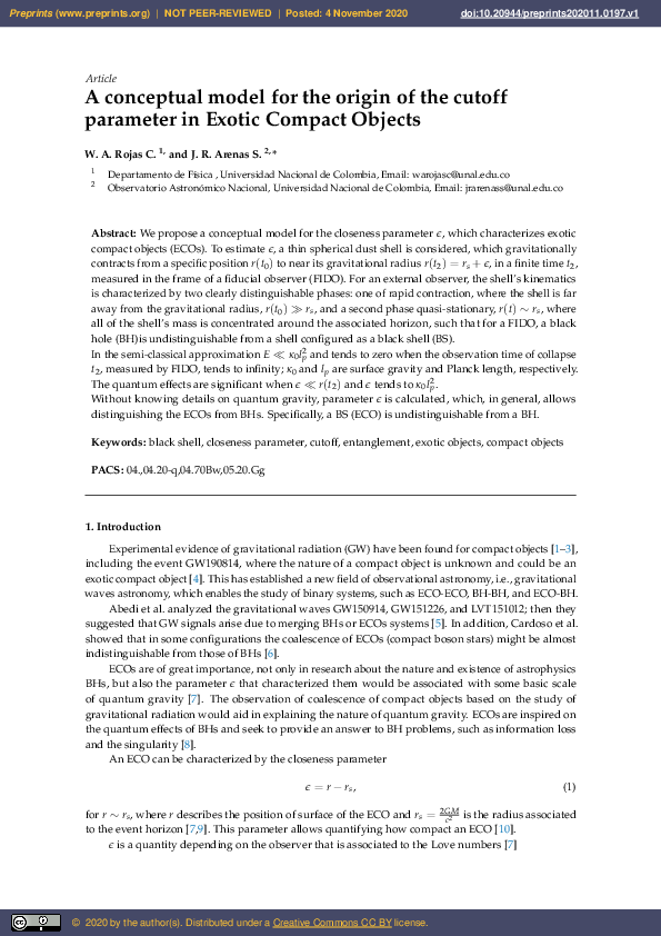 (PDF) Conceptual Model for Cutoff Origin in Exotic Compact Objects