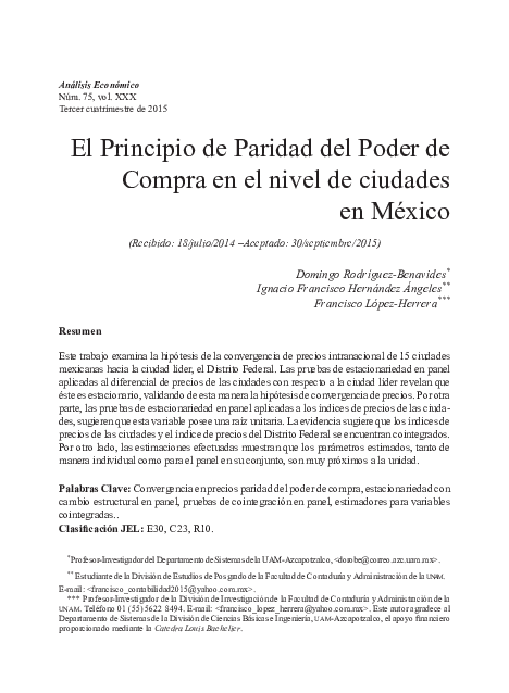 (PDF) El Principio de Paridad del Poder de Compra en el nivel de ...