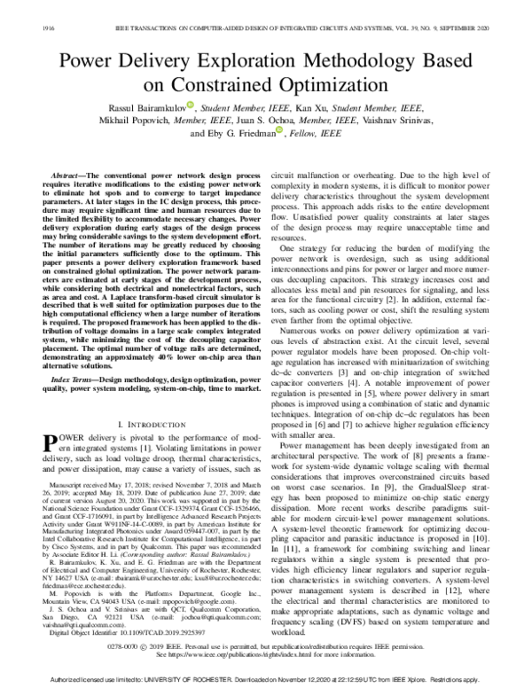 (PDF) Power Delivery Exploration Methodology based on Constrained Optimization