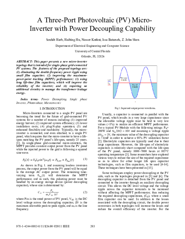 (PDF) A three-port Photovoltaic (PV) micro-inverter with power ...