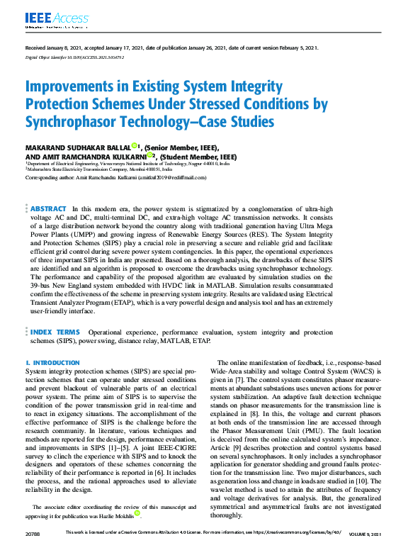 (PDF) Improvements in Existing System Integrity Protection Schemes Under Stressed Conditions by ...
