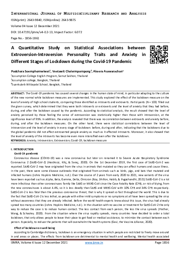 (PDF) Four Meanings of Introversion: Social, Thinking, Anxious, and ...