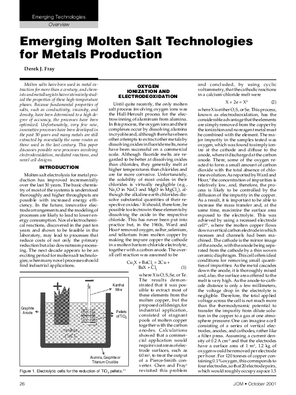 (PDF) Emerging molten salt technologies for metals production