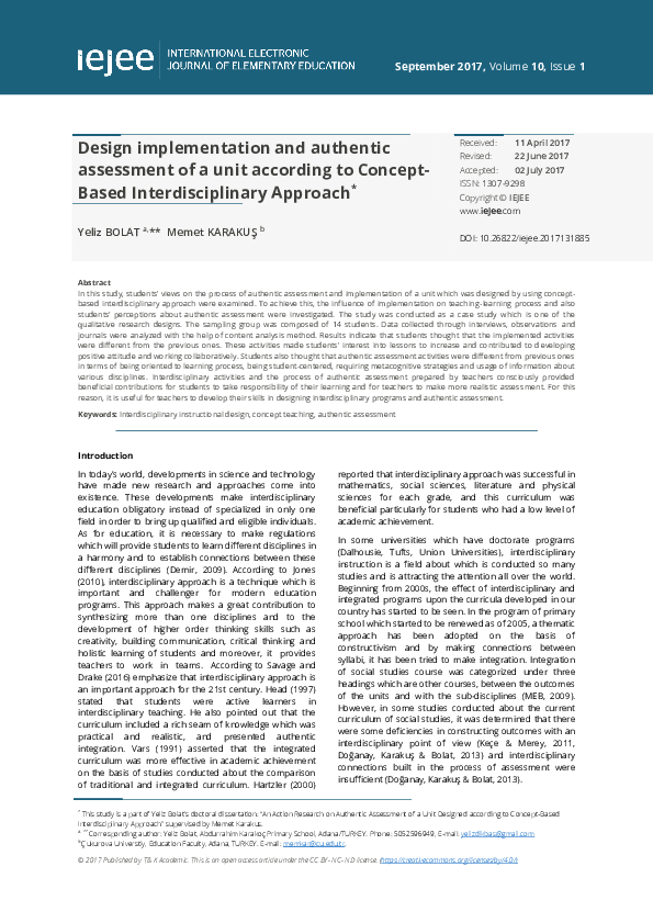 (PDF) Design implementation and authentic assessment of a unit according to Concept-Based ...