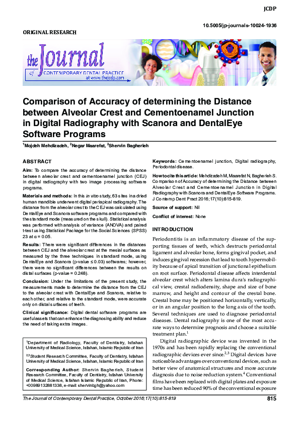 (PDF) Comparison of Accuracy of determining the Distance between ...