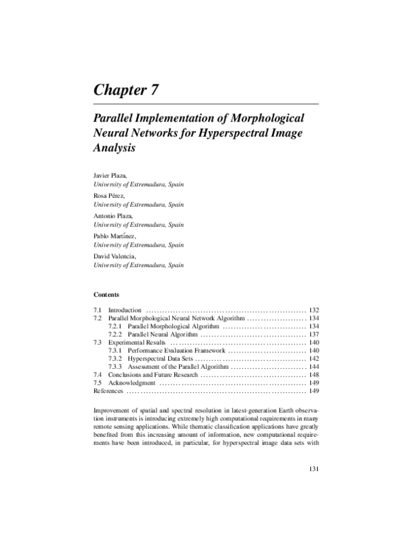 (PDF) Chapter 7 Parallel Implementation of Morphological Neural Networks for Hyperspectral Image ...