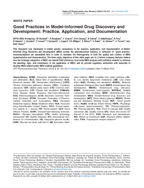 (PDF) Good Practices in Model-Informed Drug Discovery and Development ...