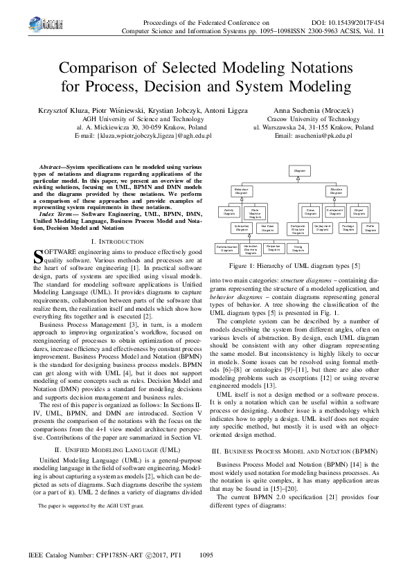Pdf Comparison Of Selected Modeling Notations For Process Decision And System Modeling