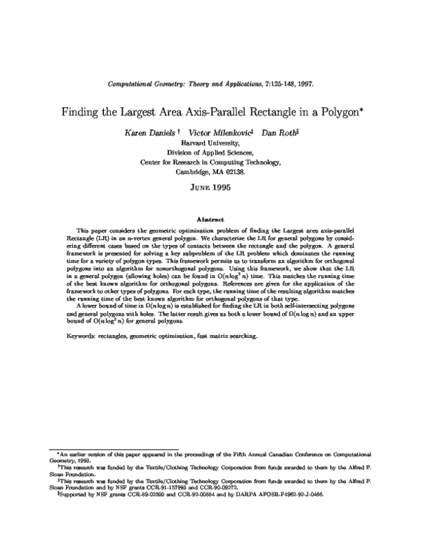 (PDF) Finding the largest area axis-parallel rectangle in a polygon