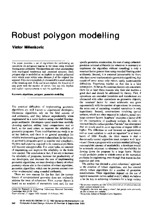 (PDF) Robust polygon modelling