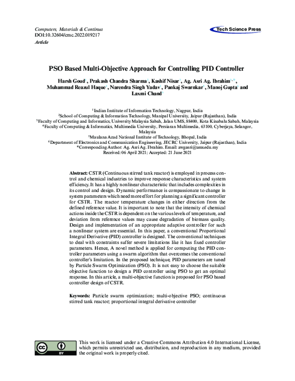 Pdf Pso Based Multi Objective Approach For Controlling Pid Controller