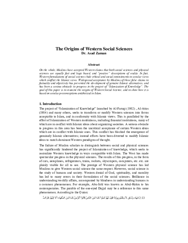 (PDF) The Origins of Western Social Sciences