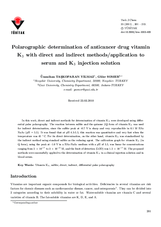 (PDF) Determining Vitamin K3 via Polarographic Methods