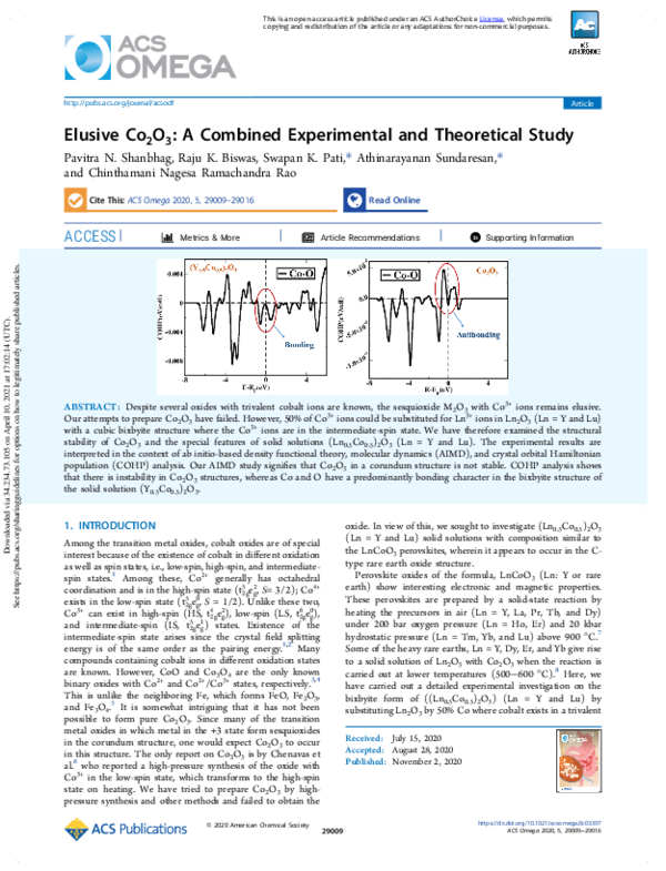 (PDF) Elusive Co2O3: A Combined Experimental and Theoretical Study