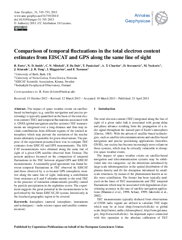 (PDF) Comparison of temporal fluctuations in the total electron content ...