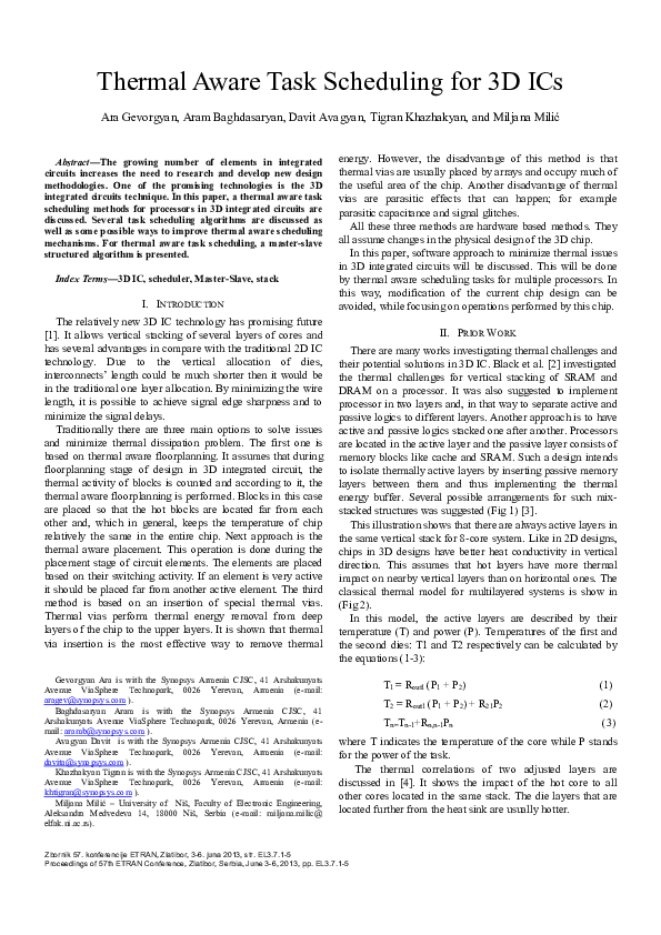 (PDF) Thermal Aware Task Scheduling for 3D ICs