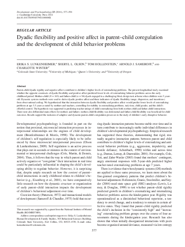 (PDF) Dyadic flexibility and positive affect in parent–child ...
