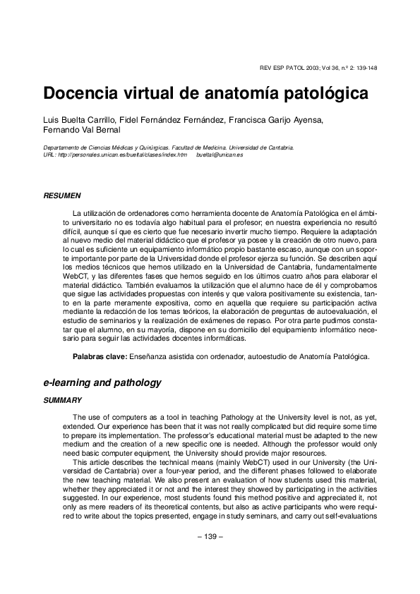 (PDF) Docencia virtual de anatom a patol gica