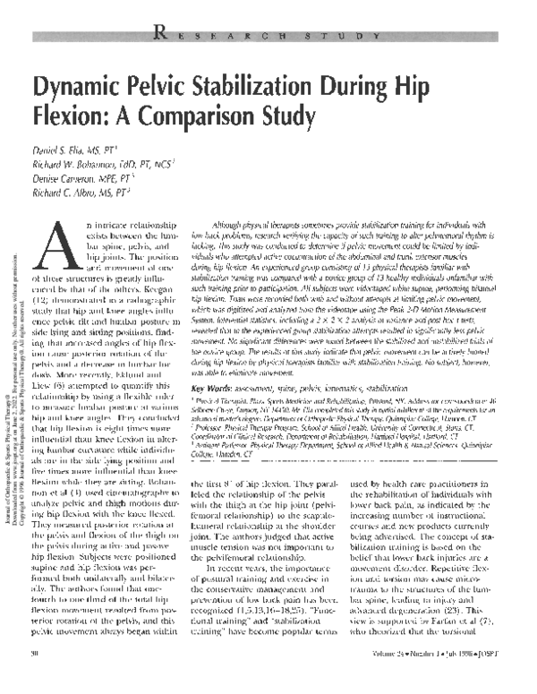 (PDF) Dynamic Pelvic Stabilization During Hip Flexion: A Comparison Study