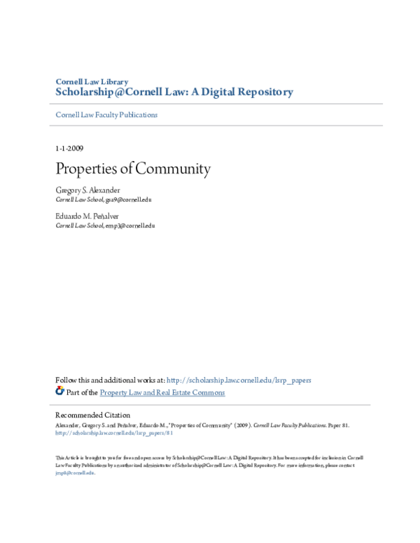 (PDF) Properties of Community