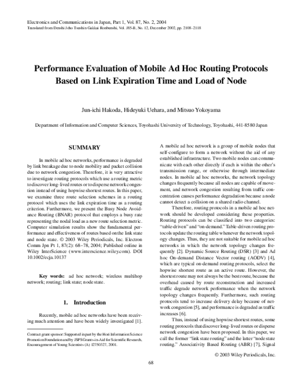 Pdf Performance Evaluation Of Mobile Ad Hoc Routing Protocols Based