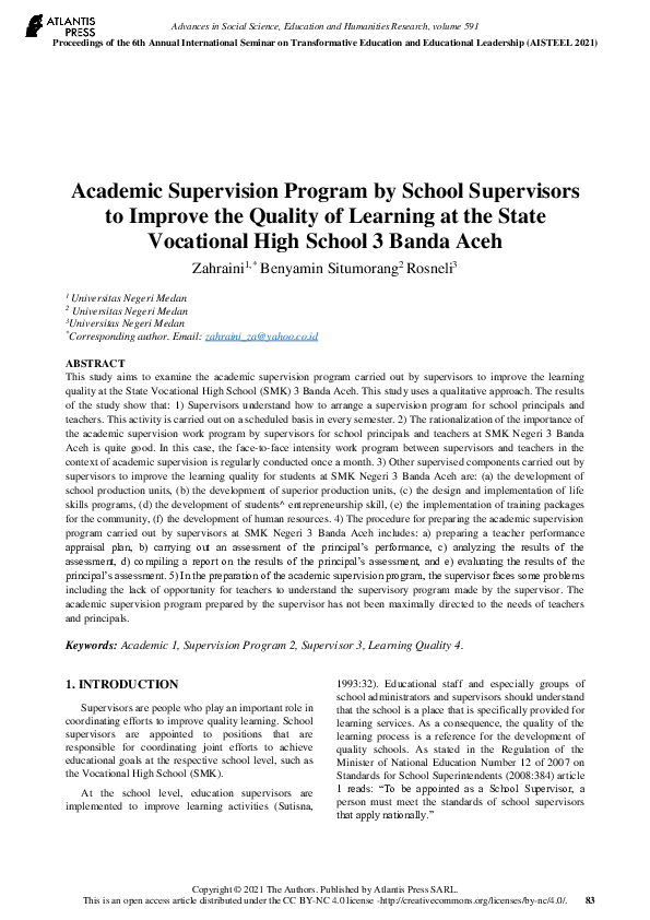 (PDF) Academic Supervision Program by School Supervisors to Improve the ...