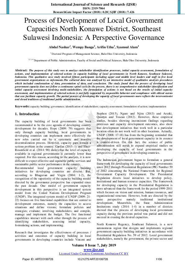 (PDF) Process of Development of Local Government Capacities North ...